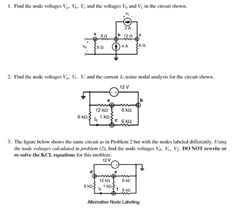 1 find the node voltages va vb vc and the voltages vo and v1 in the