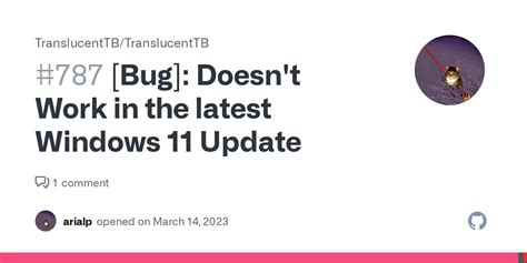 Bug Doesnt Work In The Latest Windows 11 Update · Issue 787 · Translucenttbtranslucenttb