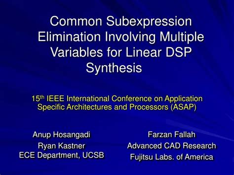 ppt common subexpression elimination involving multiple variables for