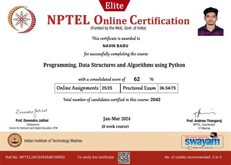 🎓 Happy To Share That Ive Completed The Certification Course On Programming Data Structures