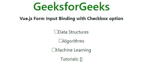 Vuejs Form Input Binding With Checkbox Option Geeksforgeeks