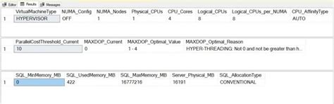 SQL SERVER Audit Script To Get CPU And Memory Information With MAXDOP