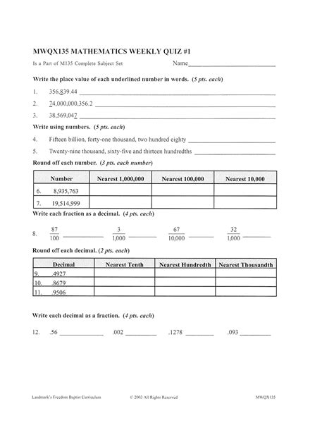 Math Grade 07 Landmarks Freedom Baptist Curriculum