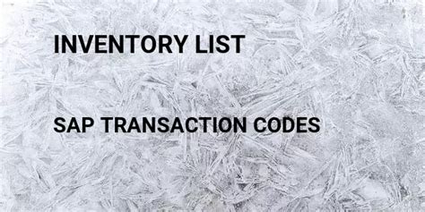 Inventory List Tcode In SAP Transaction Codes List