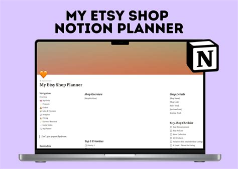 Notion Etsy Shop Dashboard Template Graphic By Stormdigitalco