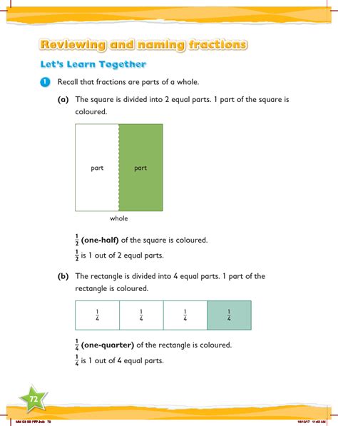 max maths year 3 learn together reviewing and naming fractions 1
