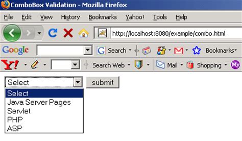 JavaScript Combo Box Validation