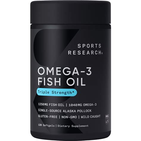 Sports Research Omega 3 Fish Oil Supplement Triple Strength 1250mg