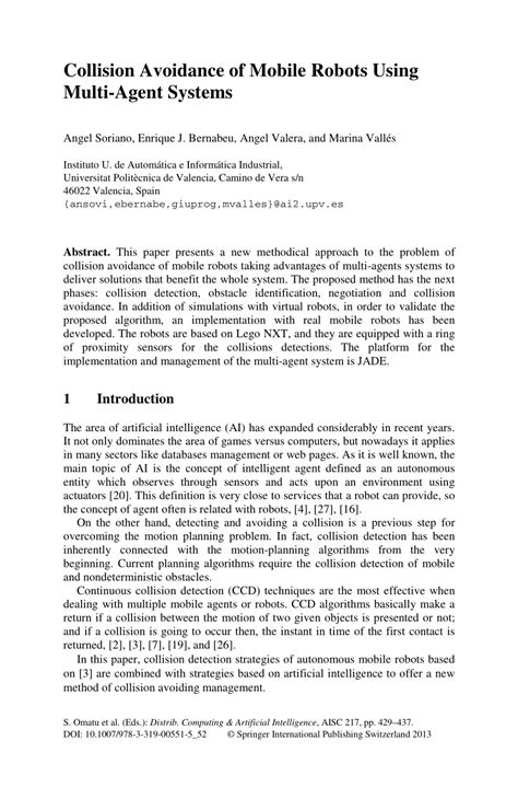 Pdf Collision Avoidance Of Mobile Robots Using Multi Agent Systems
