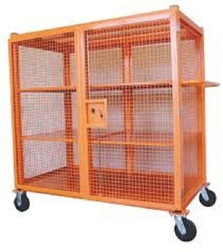 Wire Cage Steel Wire Mesh 750x500x1000 Mm Orange Three Shelves