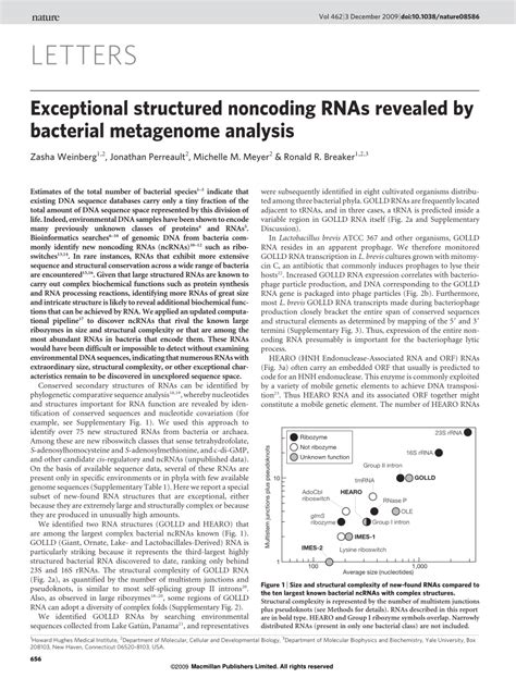 pdf extraordinary structured noncoding rnas revealed by bacterial metagenome analysis