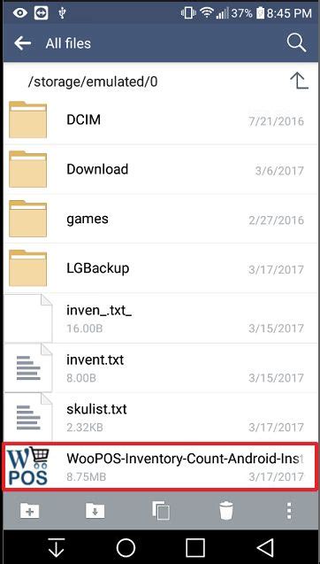 physical count android app installation woopos support