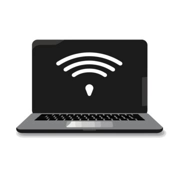 Laptop With Wireless Icon Vector A Simplistic Black Icon Of Laptop Wifi On A White Background