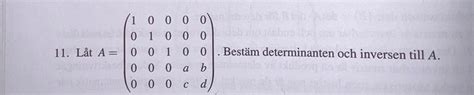 Determinant Samt Invers Till 5x5 Matris Matematik Universitet