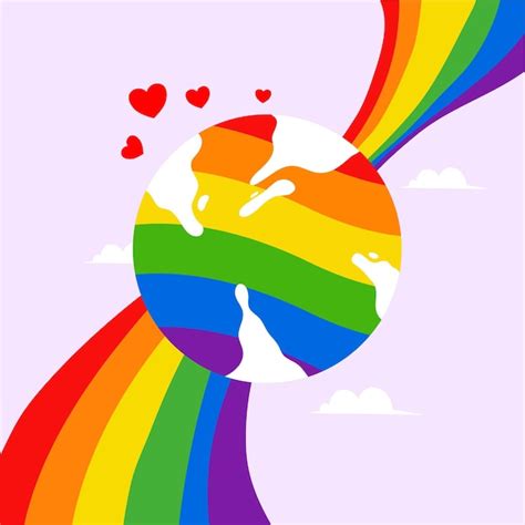해피 Lgbt 프라이드 데이 벡터 프라이드 월 레인보우 하트와 승리의 손을 위한 벡터 Lgbt 배너 프리미엄 벡터