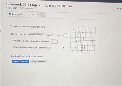 Homework 10 2 Graphs Of Quadratic Functions Score