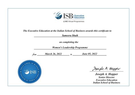 Sameera Shaik On Linkedin Certified By The Indian School Of Business On Completion Of An