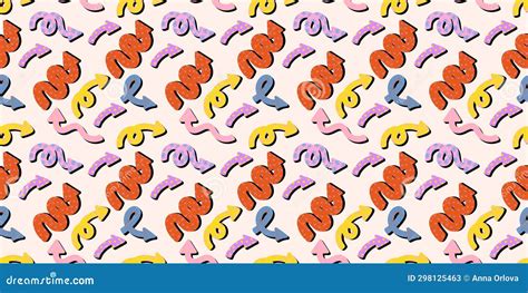 Naive Playful Arrows In Trendy Retro Memphis Style With Vector Texture Direction Indicators