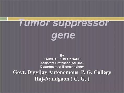 Tumor Suppressor Gene By Ppt