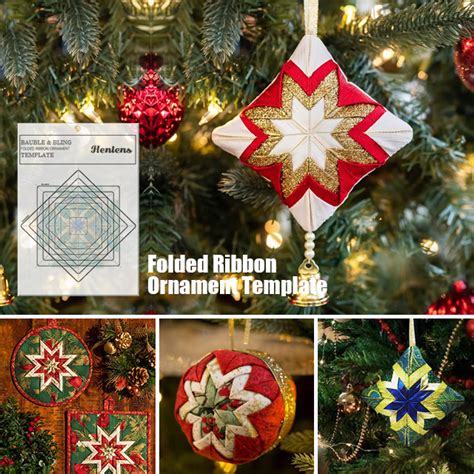 Bauble Bling Folded Ribbon Ornament Template With Instructions