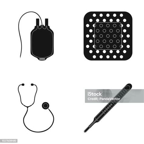 기증자 혈액 및 기타 장비 패키지입니다 의학 블랙 스타일 벡터 기호 재고 일러스트 레이 션 웹에서 컬렉션 아이콘을 설정합니다 건강관리와 의술에 대한 스톡 벡터 아트 및 기타