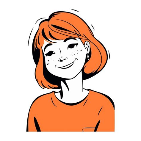 Retrato De Una Mujer Joven De Cabello Rojo Ilustración Vectorial Vector Premium