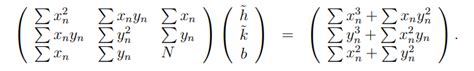 python linear method to circle fitting using least squares method