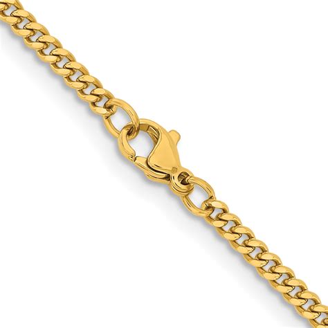 Stainless Steel Chisel Polished Yellow Ip Plated 3mm 22 Inch Curb Chain