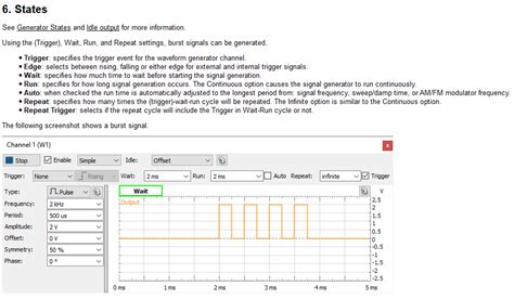 Generating Burst Signals From Wavegen Using Code Test And Measurement