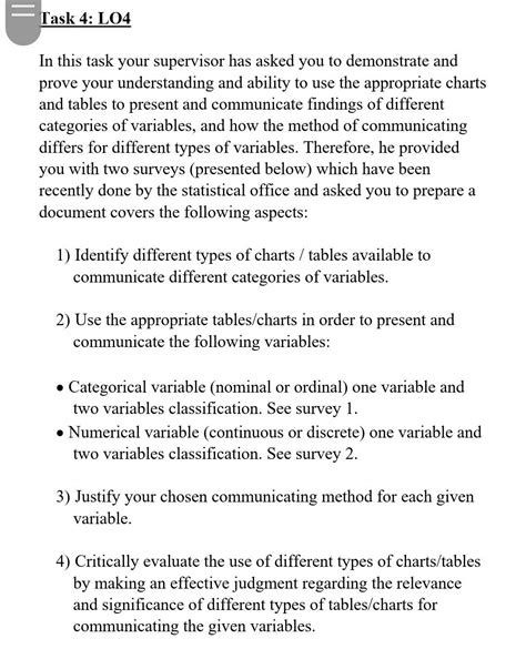 Solved Task 4 Lo4 In This Task Your Supervisor Has Asked