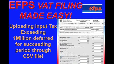 How To Upload Deferred Input Vat Using Csv When Filing For Vat Return