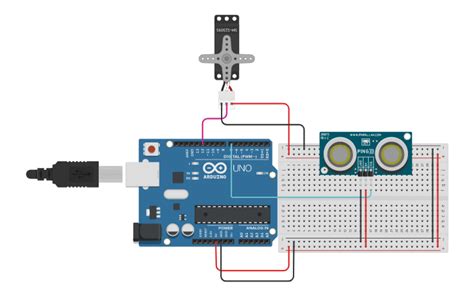 Circuit Design Servo Motor And Us Tinkercad