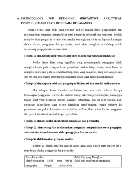 Methodology For Designing Substantive Analytical Procedures And Tests