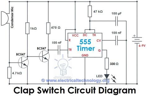 Clap Switch Circuit Using Ic 555 Timer Without Timer Electronic Project