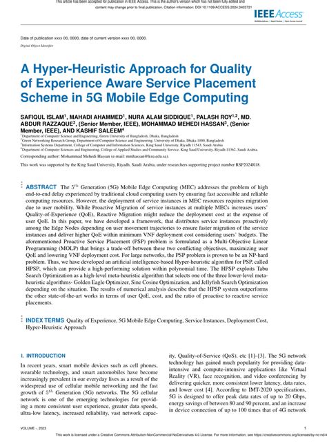 Pdf A Hyper Heuristic Approach For Quality Of Experience Aware