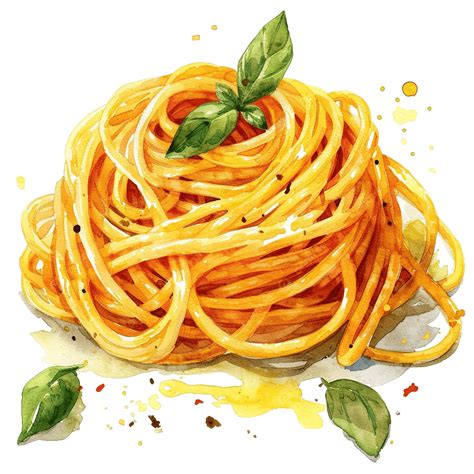 Watercolor Spaghetti Clip Art Element Watercolor Fast Food Png