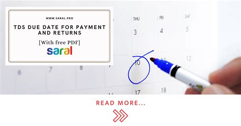 TDS Due Date For Payment And Returns With Free PDF