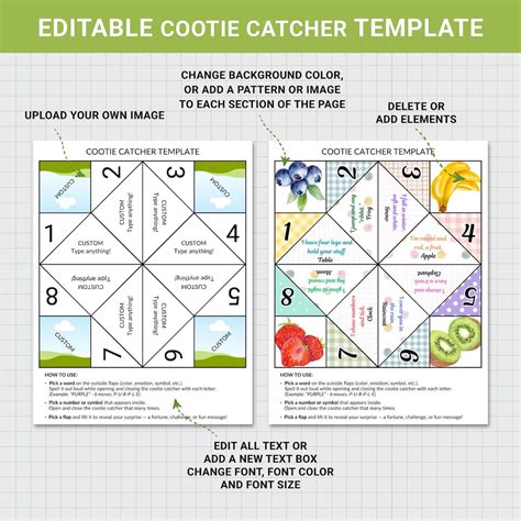 Editable Cootie Catcher Template Diy Fortune Teller Game Printable