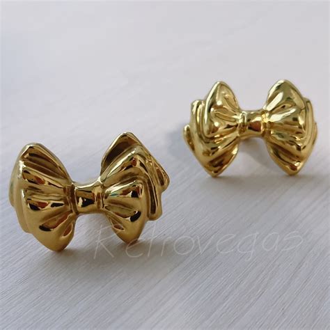 Gold Bow Knobs Etsy