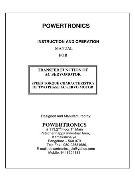 Ac Servo Motor Pdf Components Physics