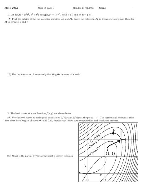 Jacobian Matrices Multivariable Quiz Docsity