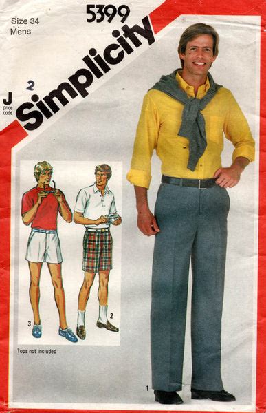 Simplicity 5399 Mens Fuss Free Fit Pants And Shorts 1980s Vintage Sewing