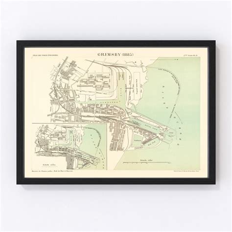 Grimsby Map 1885 Vintage Grimsby Map Old Grimsby Art Wall Art T