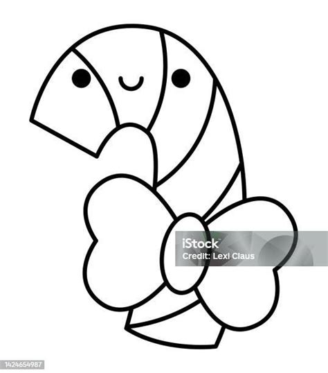 벡터 흑백 카와이 사탕 지팡이와 활 흰색 배경에 고립 된 귀여운 크리스마스 캐릭터 일러스트레이션 새해 또는 겨울 미소 달콤한 스틱 재미있는 선 아이콘 색칠 공부 페이지