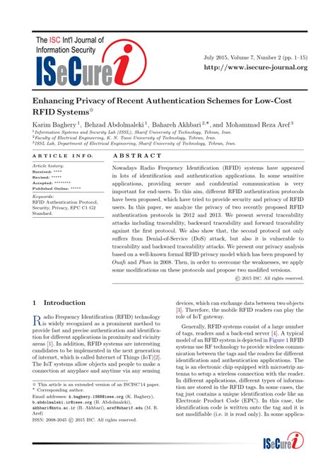 Pdf Enhancing Privacy Of Recent Authentication Schemes For Low Cost Rfid Systems