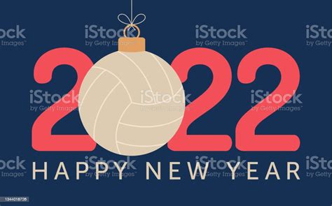 2022 년 새해 배구 벡터 일러스트레이션 플랫 스타일 스포츠 2022 인사말 카드 와 배구 공 색상 배경에 벡터 그림입니다 12월에 대한 스톡 벡터 아트 및 기타 이미지