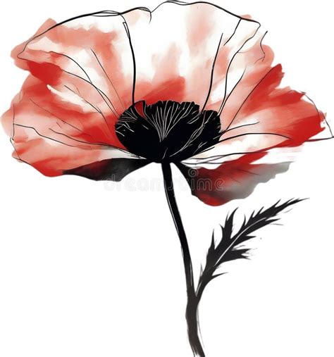 Poppy Flower Drawing Of A Poppy Flower Using The Japanese Brushstroke