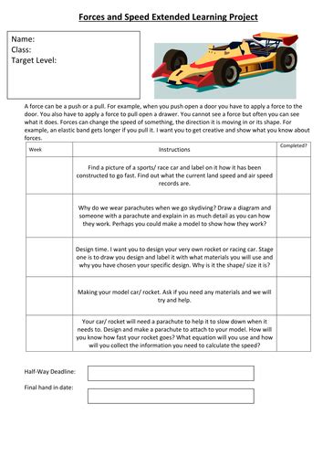 Y7 Homework Projects Science Teaching Resources