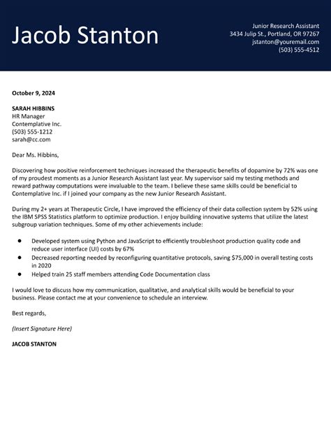 Research Assistant Cover Letter Examples And Templates For 2024