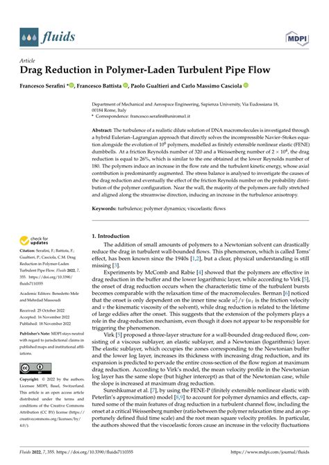 Pdf Drag Reduction In Polymer Laden Turbulent Pipe Flow